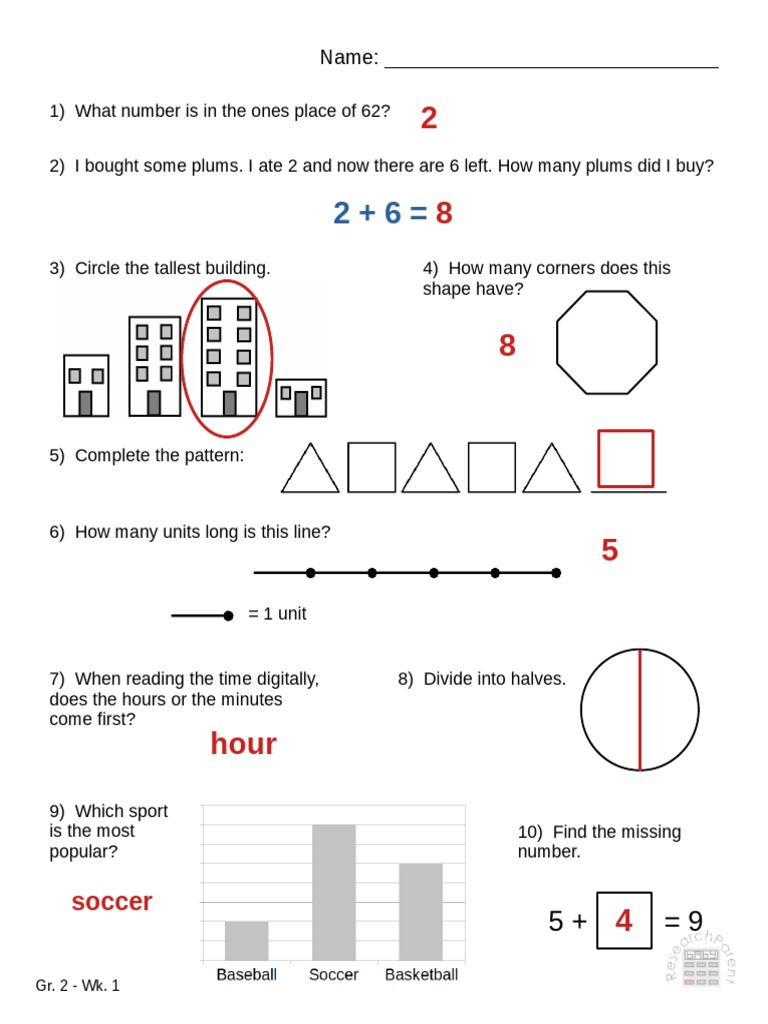2nd Grade Minimalist Math Curriculum Answer Key ResearchParent | PDF ...