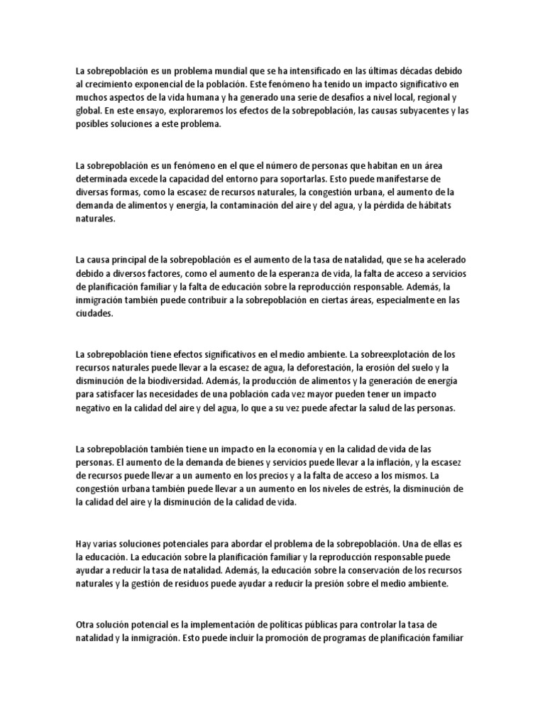 Sobrepoblacion Mundial | PDF | Sobrepoblación humana | Población