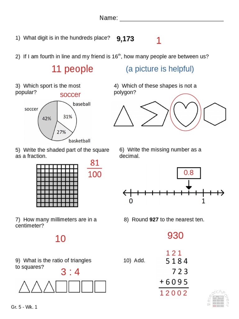 5th Grade Minimalist Math Curriculum Answer Key ResearchParent | PDF