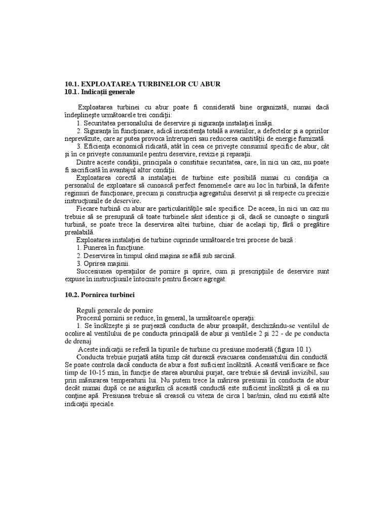 Exploatarea Turbinelor Cu Abur - MC | PDF