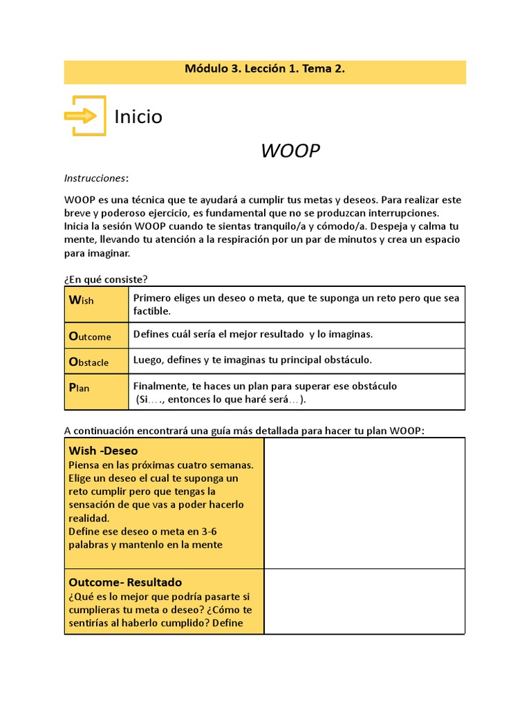 M3 - L2 - Woop | PDF | Self-Improvement