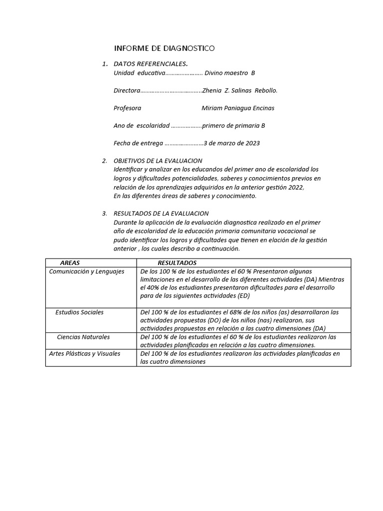 Informe de Diagnostico | PDF