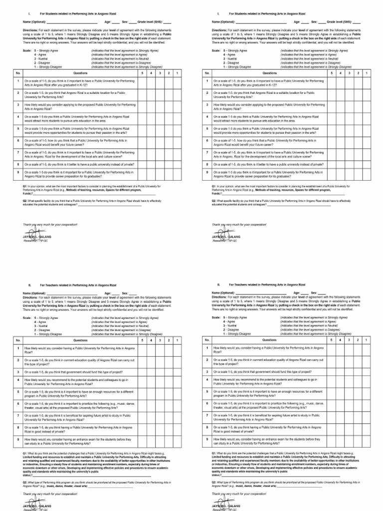 To Be Print - Galang - Survey-Questionnaires | PDF