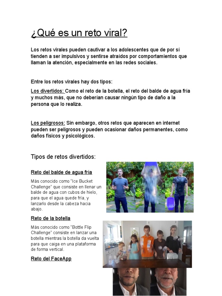 ¿Qué Es Un Reto Viral?: Tipos de Retos Divertidos | PDF