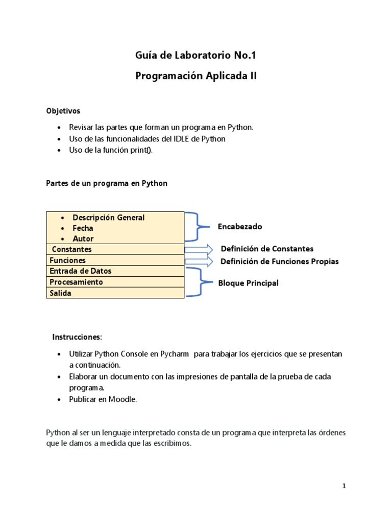 GuÃ A de Laboratorio No1 | PDF | Python (lenguaje de programación) | Interfaz de línea de comando
