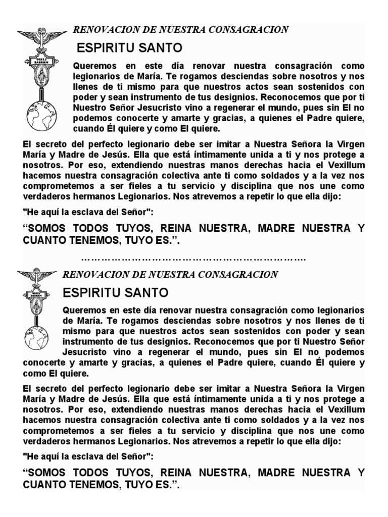 Renovación de Consagración Legionaria | PDF