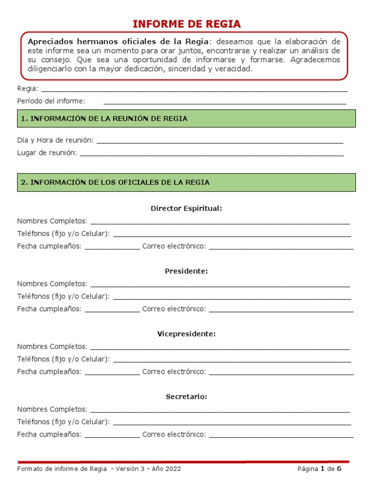 Formato de Informe de Regia | PDF