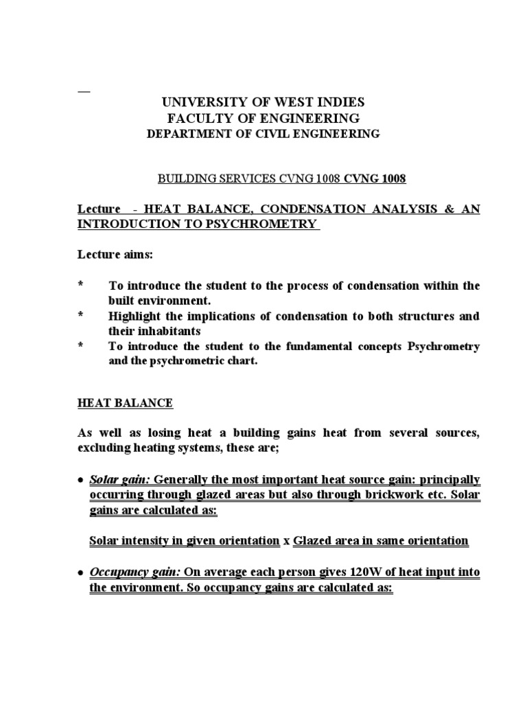 Psychometric and Condensation | PDF | Humidity | Water Vapor