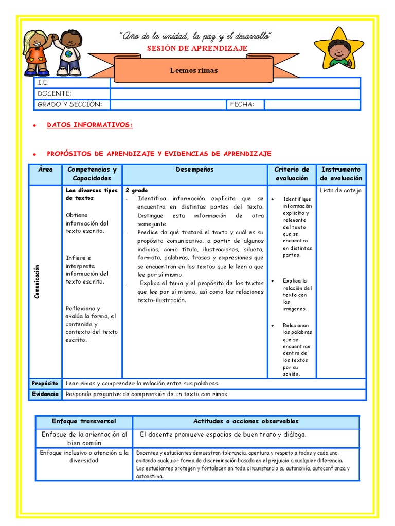 Sesion D1 Com Leemos Rimas | PDF Sesion D1 Com Leemos Rimas | PDF