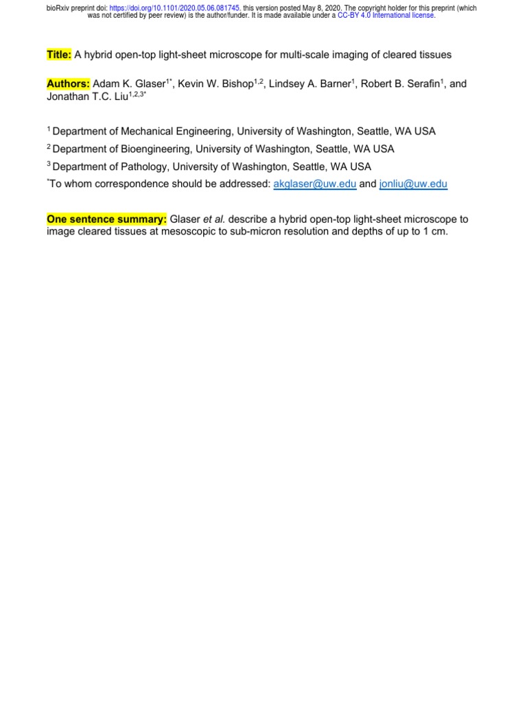 A Hybrid Open-Top Light-Sheet Microscope | Download Free PDF ...