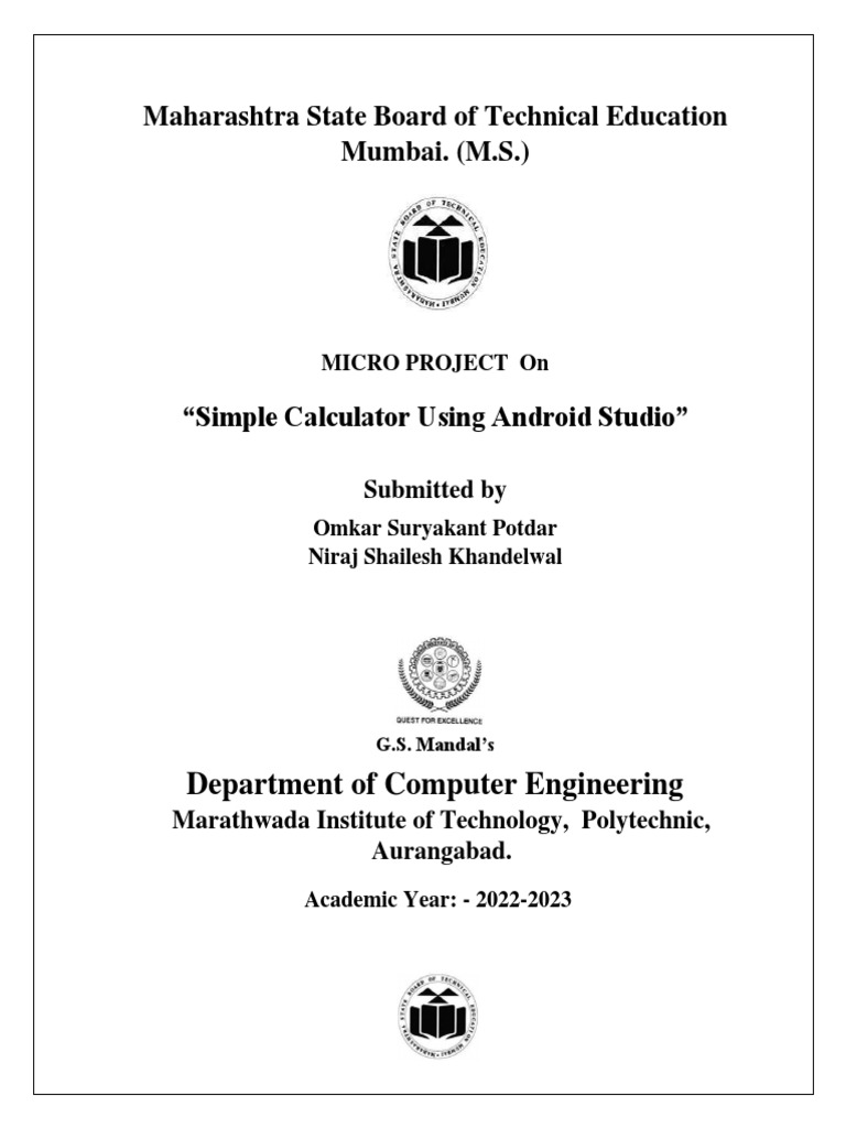 Mobile App. Development (22617) Subject Microproject | PDF | Art ...
