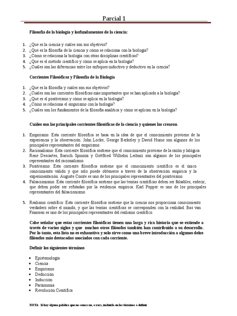 Primer Parcial 1 Filosofia de La Ciencia | PDF | Empirismo | Racionalismo