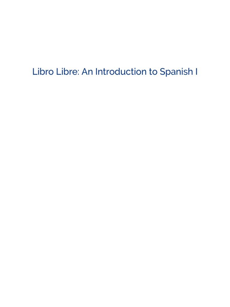 Libro Libre An Introduction To Spanish I 1660929364 | PDF