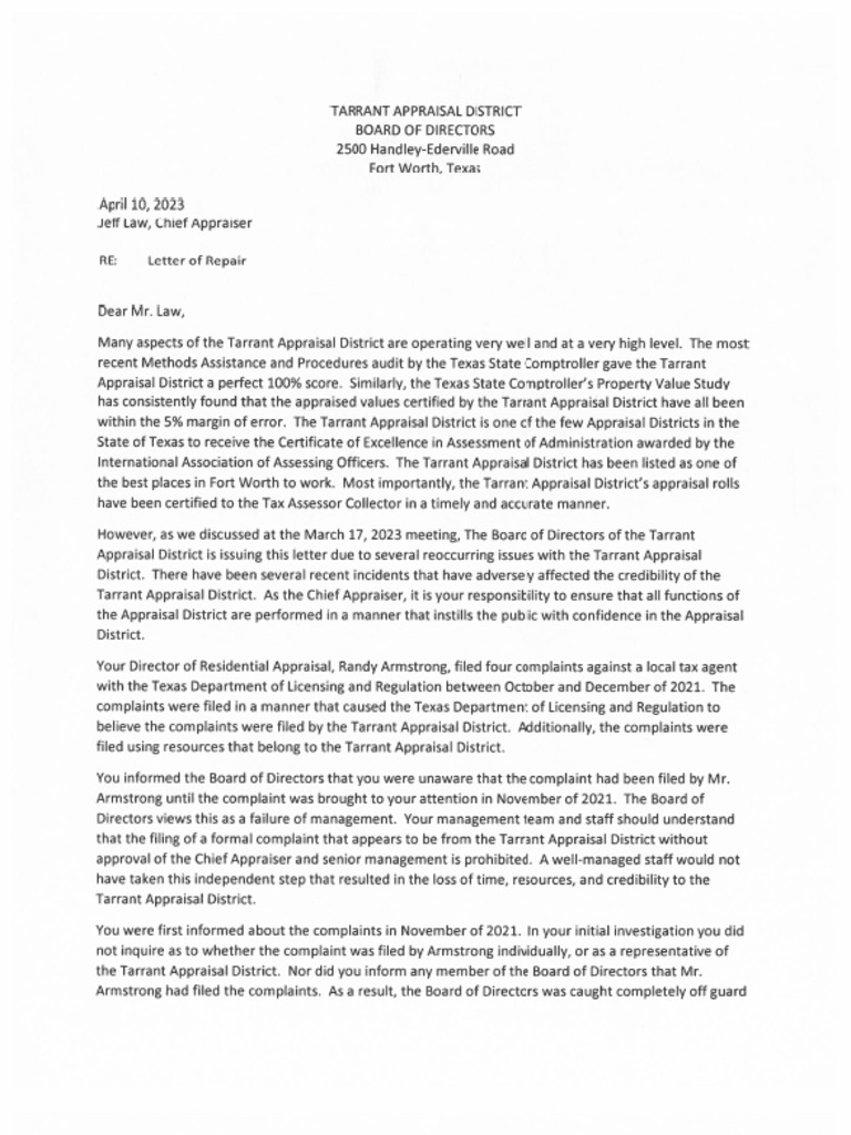Letter of Repair | PDF