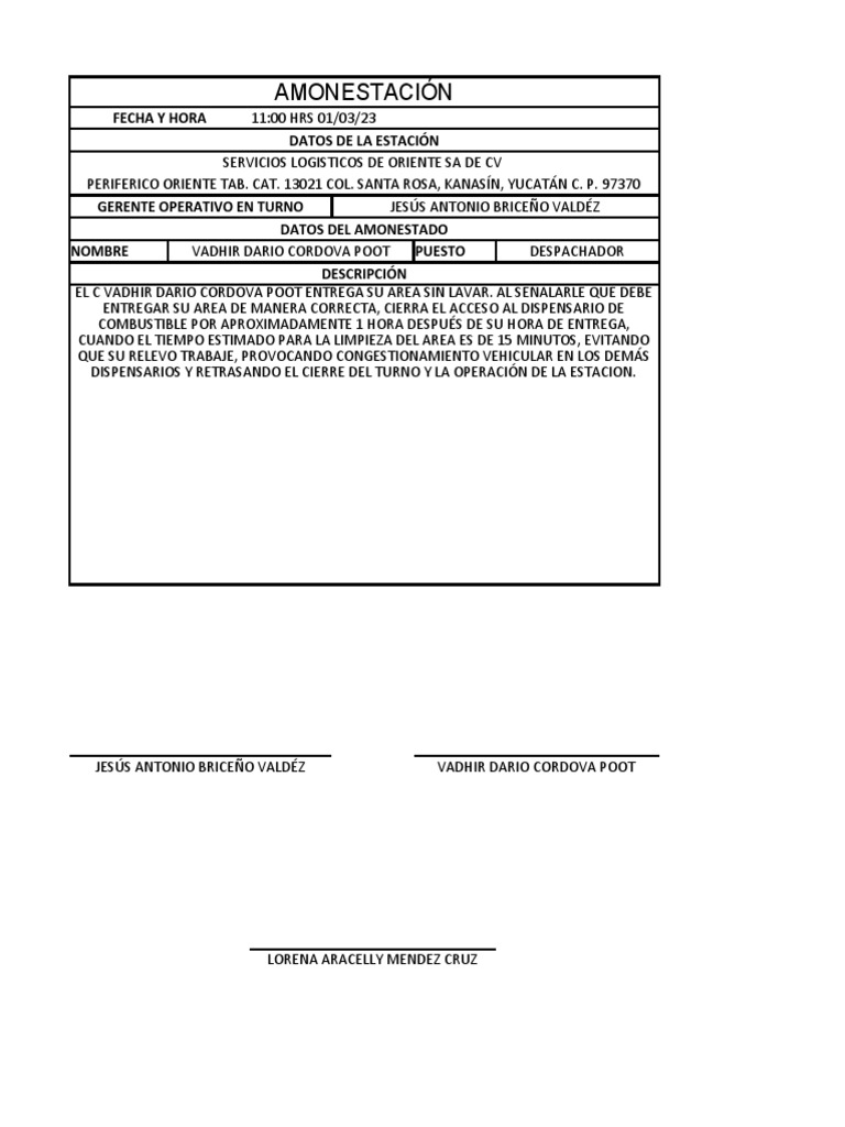 Formato Amonestaciones | PDF