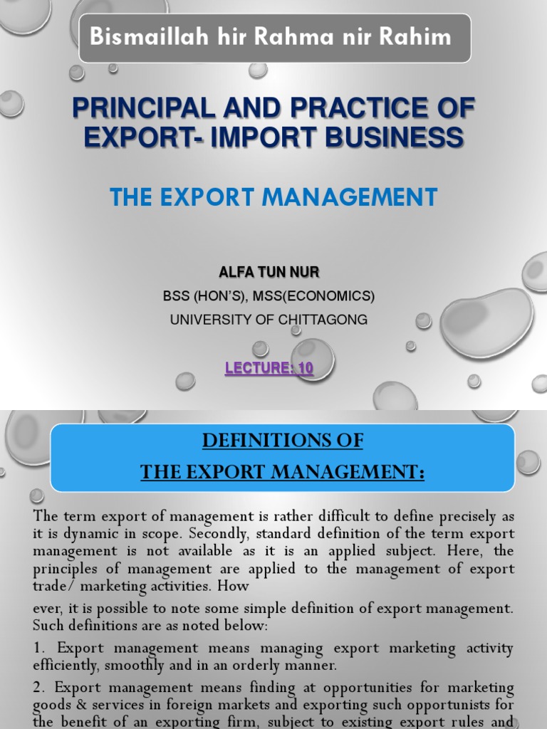 Export Management Principles Explained | PDF | Exports | Multinational ...