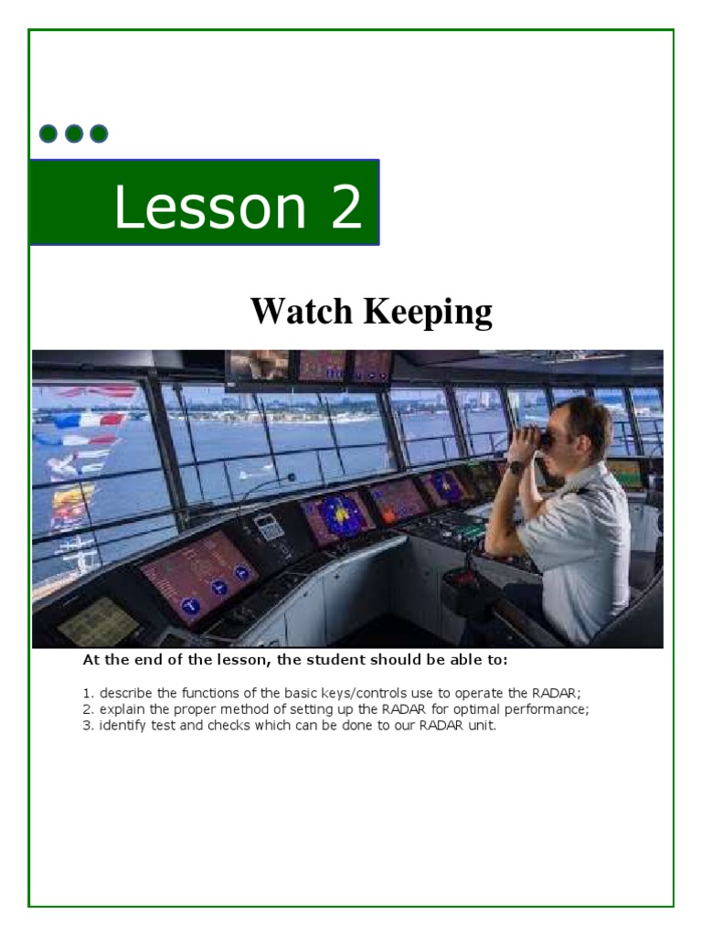 Lesson 2 - Watchkeeping | PDF | Dangerous Goods | Navigation