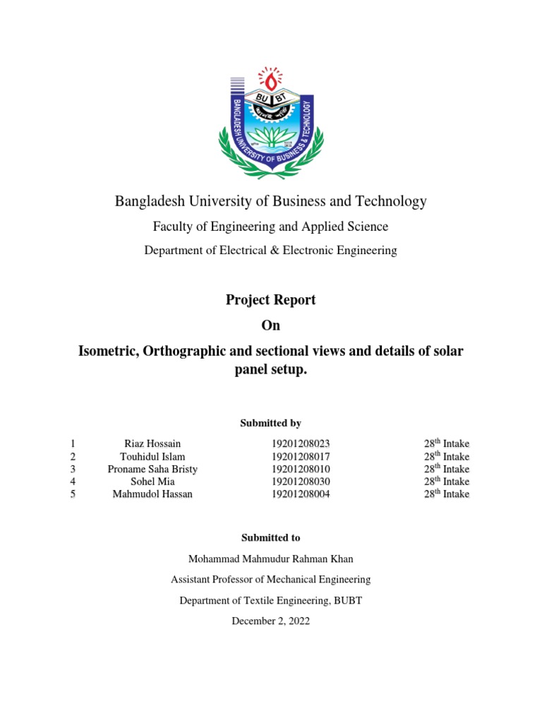 Engineering Drawing Project Report | PDF | Solar Energy | Solar Panel