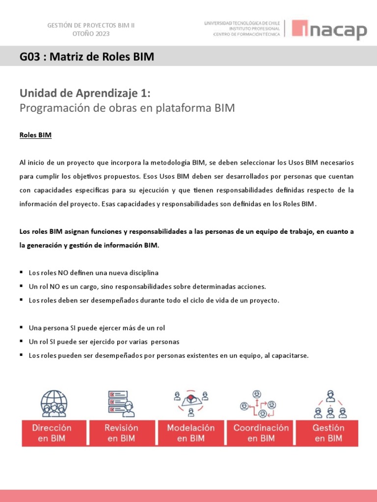 Unidad de Aprendizaje 1:: G03: Matriz de Roles BIM | PDF | Gestión de proyectos | Diseño