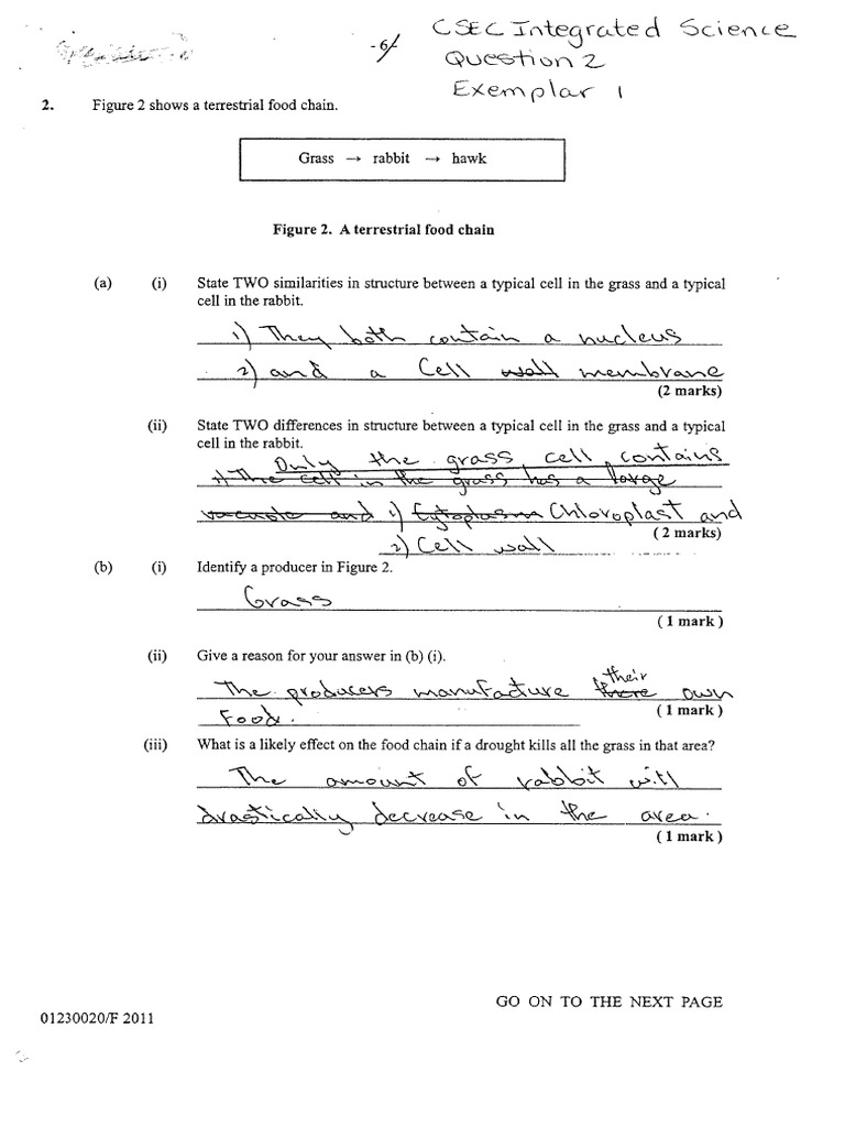 CSEC June2011 IntegratedScience Ques2.Ex Answers | PDF