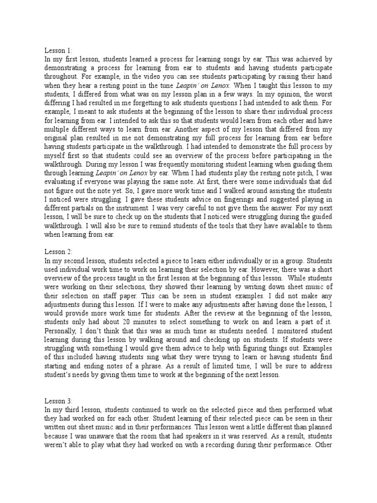 Lesson Analysis | PDF | Behavior Modification | Cognition