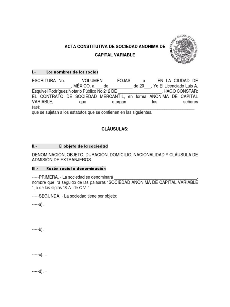 433915405-Acta-Constitutiva-de-Sociedad-Anonima-de-Actividad-Integradora | PDF | Sociedad de ...