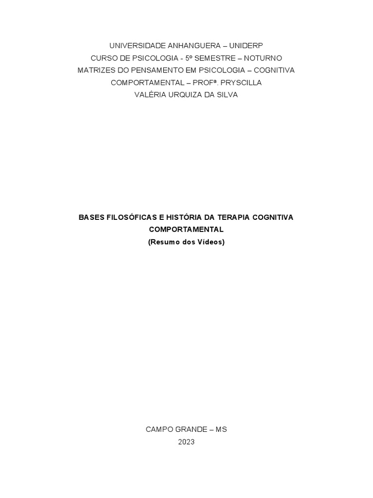 Bases Filosóficas e História Da TCC - RESUMO | PDF
