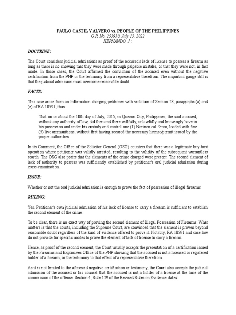 Case Digest Paulo Castil vs. People of The Philippines | PDF | Evidence (Law) | Common Law