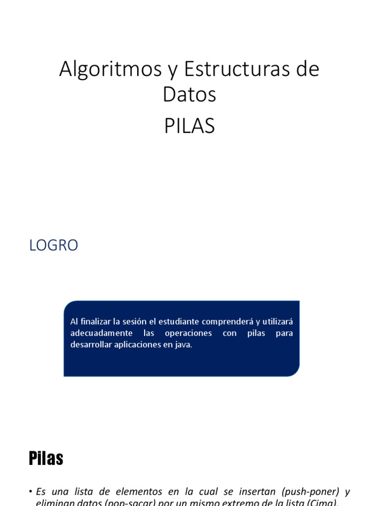 Operaciones y Aplicaciones de Pilas en Java | PDF | Matemáticas Aplicadas | Algoritmos y ...