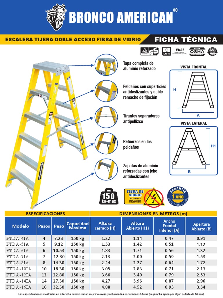 Ficha Escalera Tijera Doble Fibra | PDF