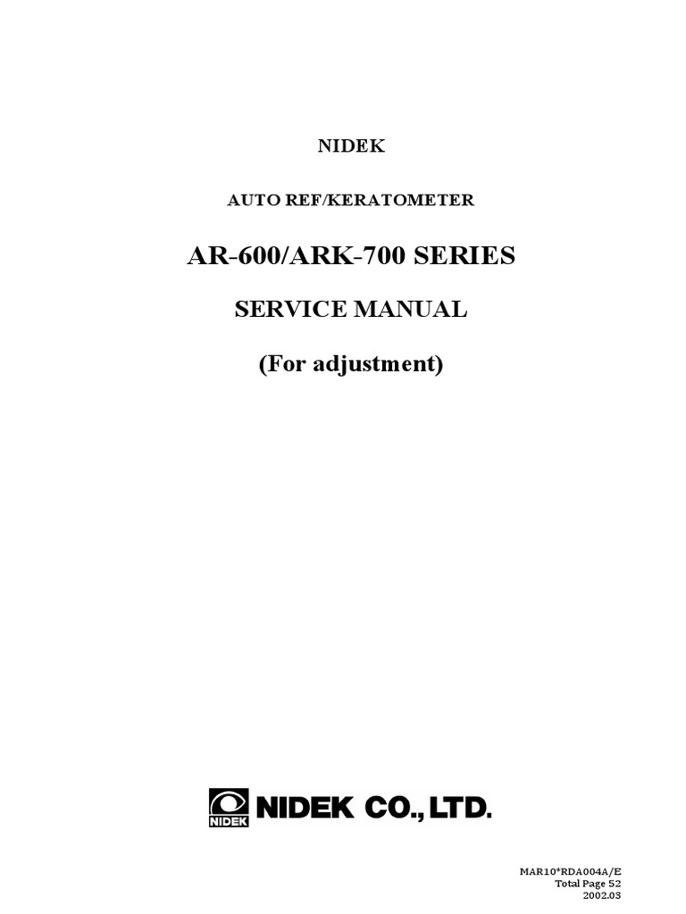 Nidek Ar 600 Ark 700 Calibration | PDF | Optics | Eye