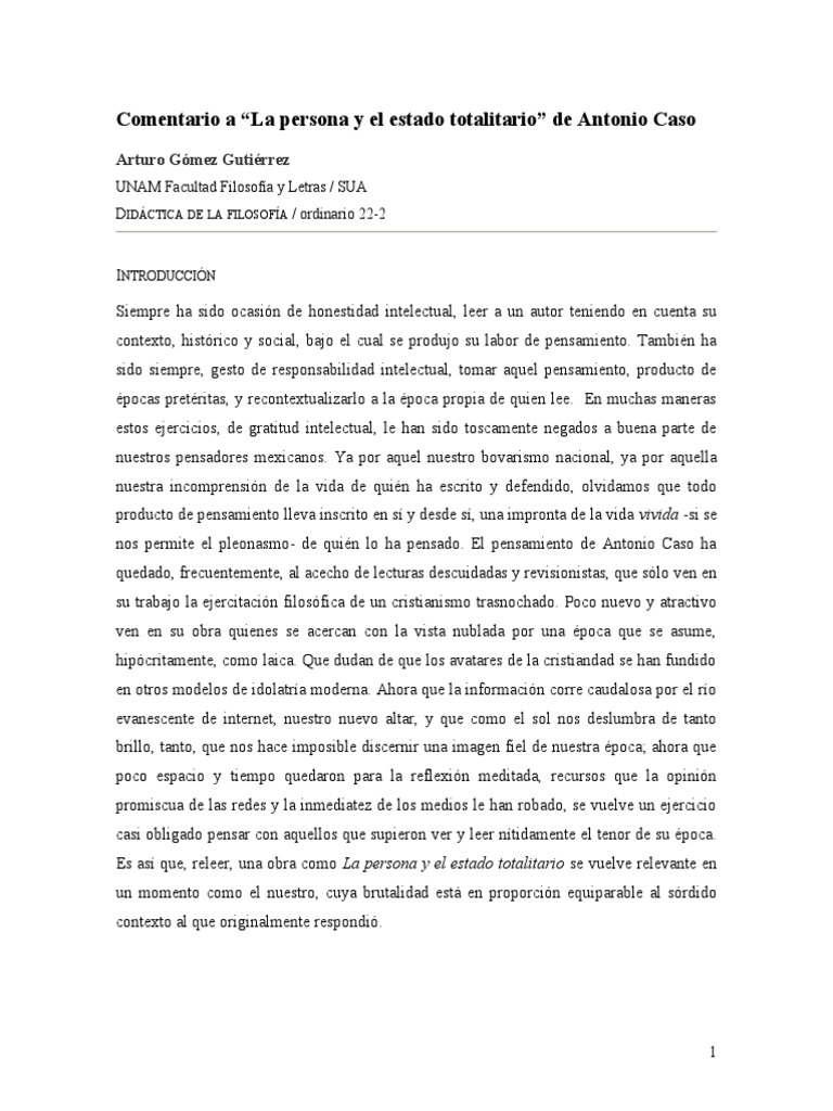 Comentario A La Persona y El Estado Totalitario | PDF Comentario A La Persona y El Estado Totalitario | PDF