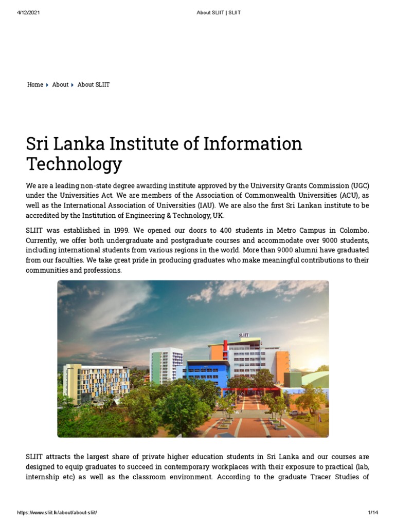 About SLIIT - SLIIT | PDF