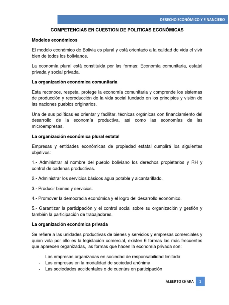 Modelos Económicos | PDF | Bolivia | Cooperativa