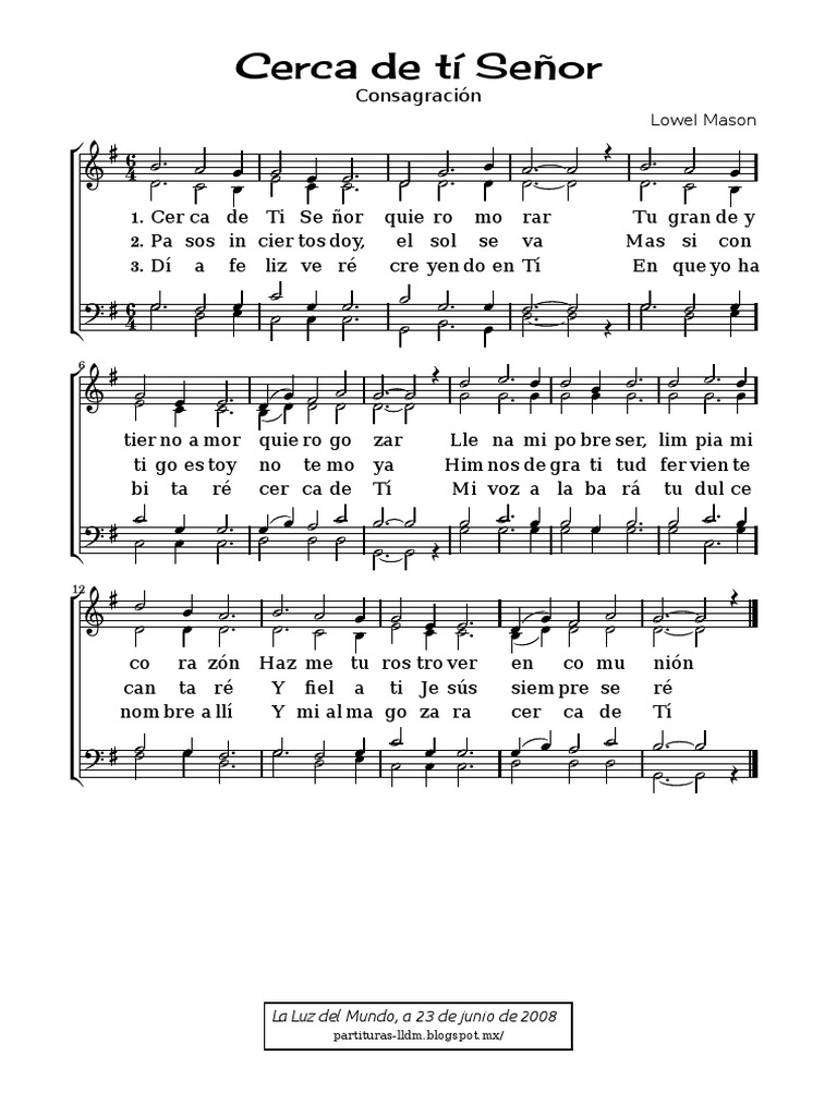 Cerca de Ti Señor CARTA | PDF