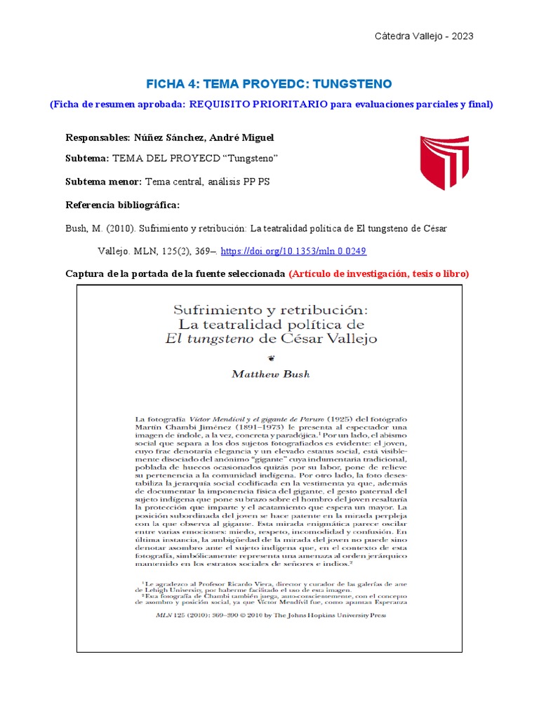 Ficha Resumen Cátedra Vallejo | PDF