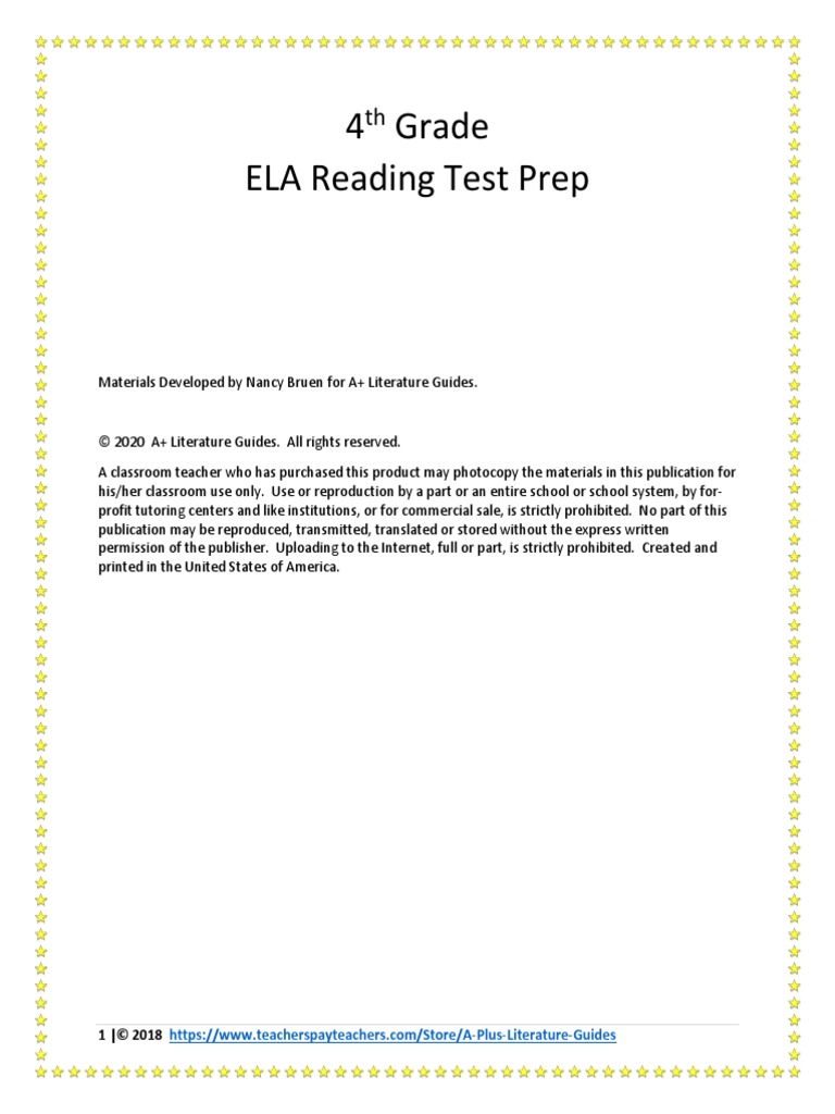4 Grade ELA Reading Test Prep | PDF | Wellness