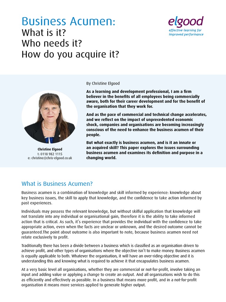 Business Acumen | Download Free PDF | Knowledge | Economies