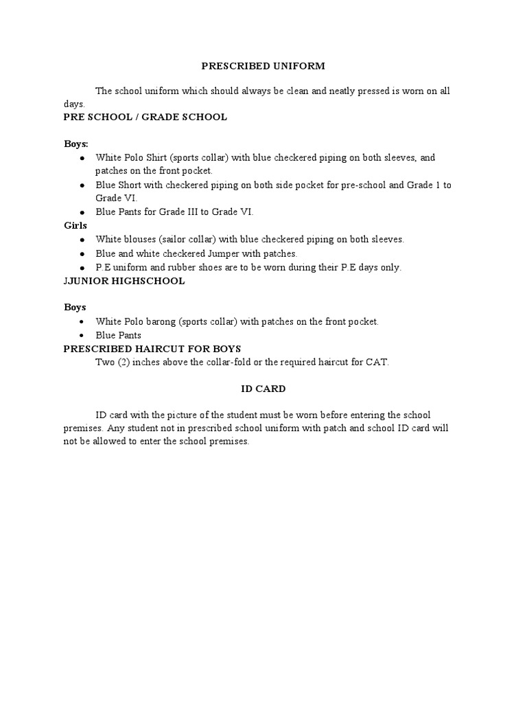 Prescribed Uniform | PDF