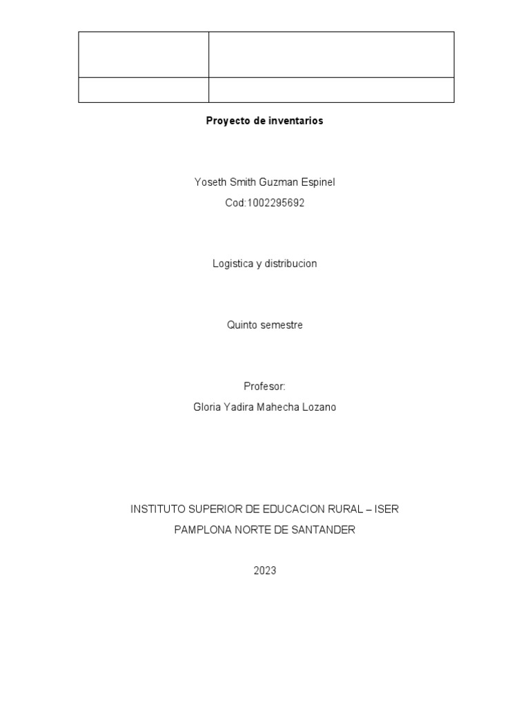 Proyecto de Logistica | PDF