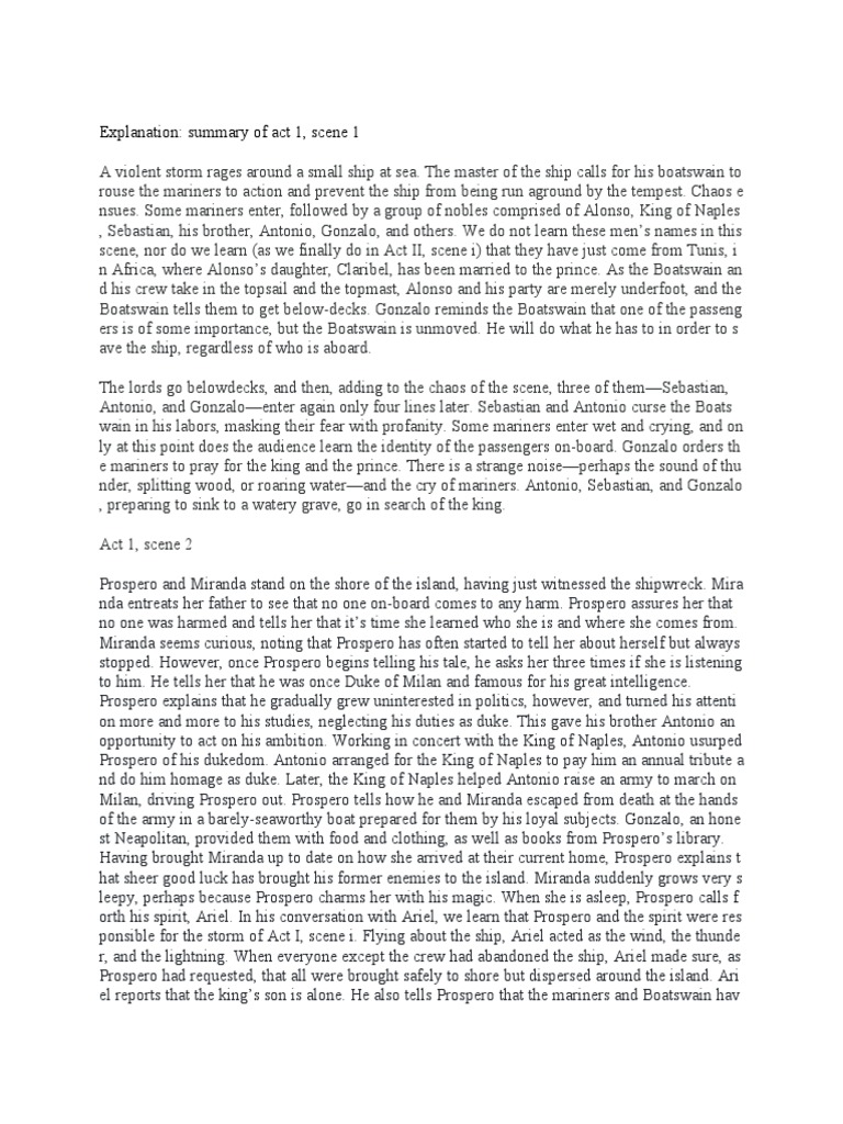 Tempest Act 1 and 2 Notes | PDF | The Tempest | Castaways