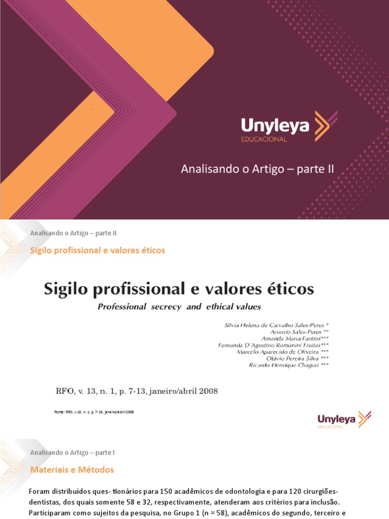 UNID1Analisando o Artigo - Parte II | PDF