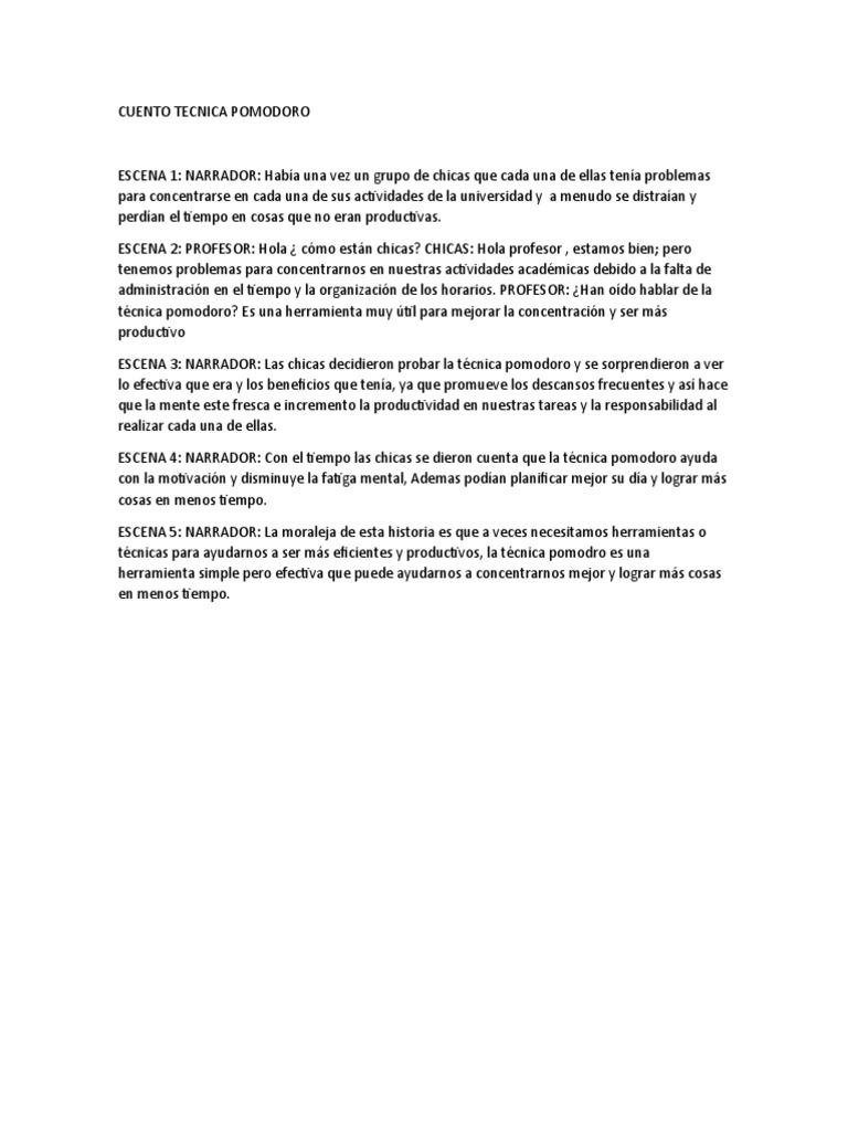 Cuento Tecnica Pomodoro | PDF