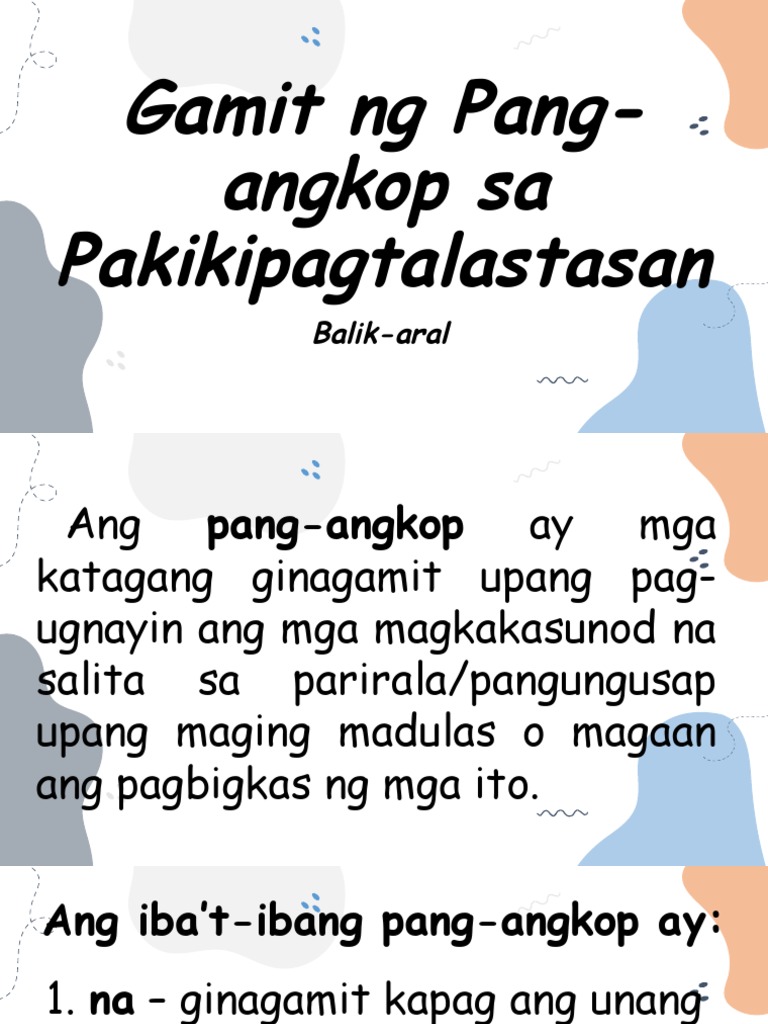 Gamit NG Pang-Angkop Sa Pakikipagtalastasan | PDF