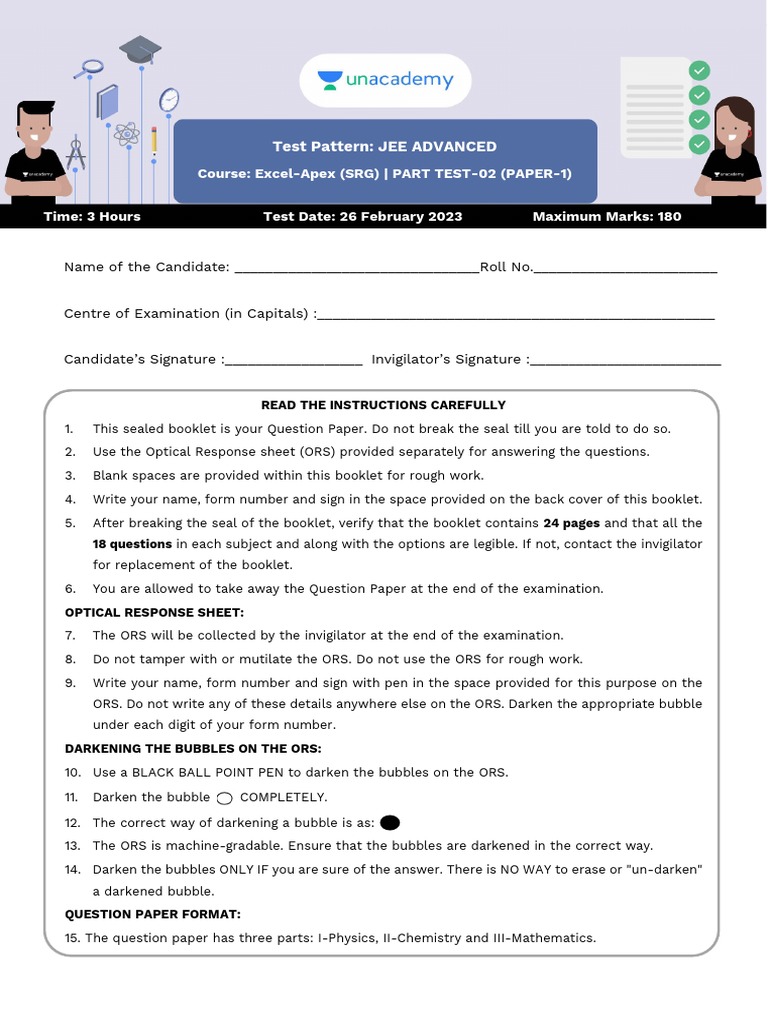 JEE Advanced 2023 Part Test 2 (Paper 1) - Physics Section 1 and 2 | PDF ...