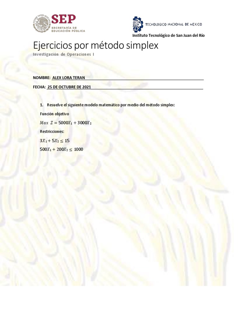 Ejercicios Método Simplex | PDF