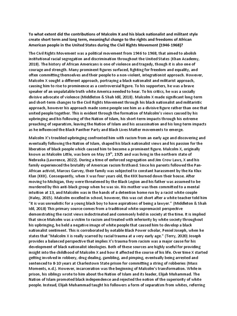Modern History Assignment | PDF | Malcolm X | Nationalism