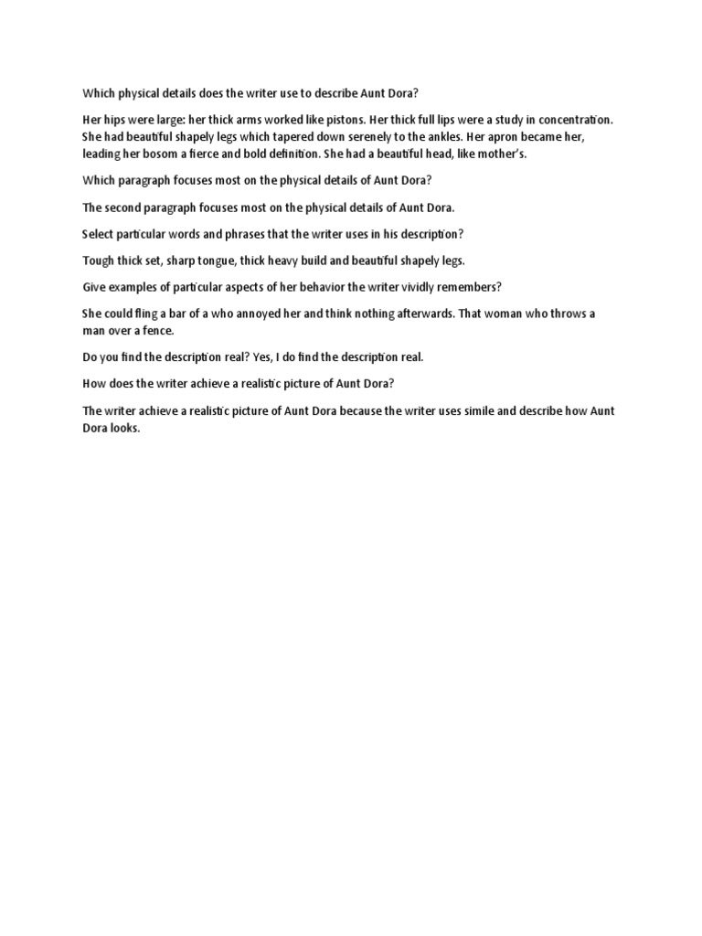 Aunt Dora | PDF | Language Arts & Discipline