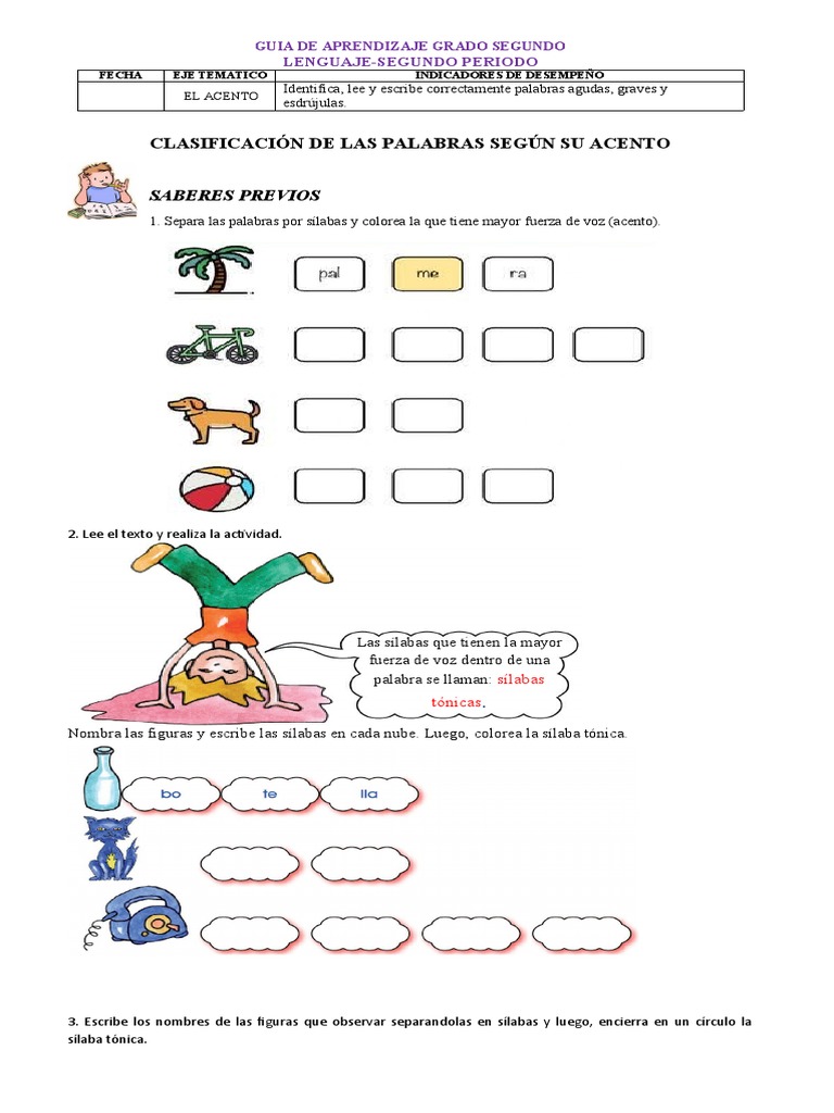 Clasificación de Las Palabras Según Su Acento | PDF | Sílaba | Lingüística