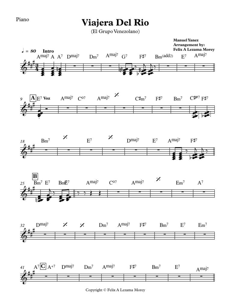 VIAJERA DEL RIO - Piano | PDF